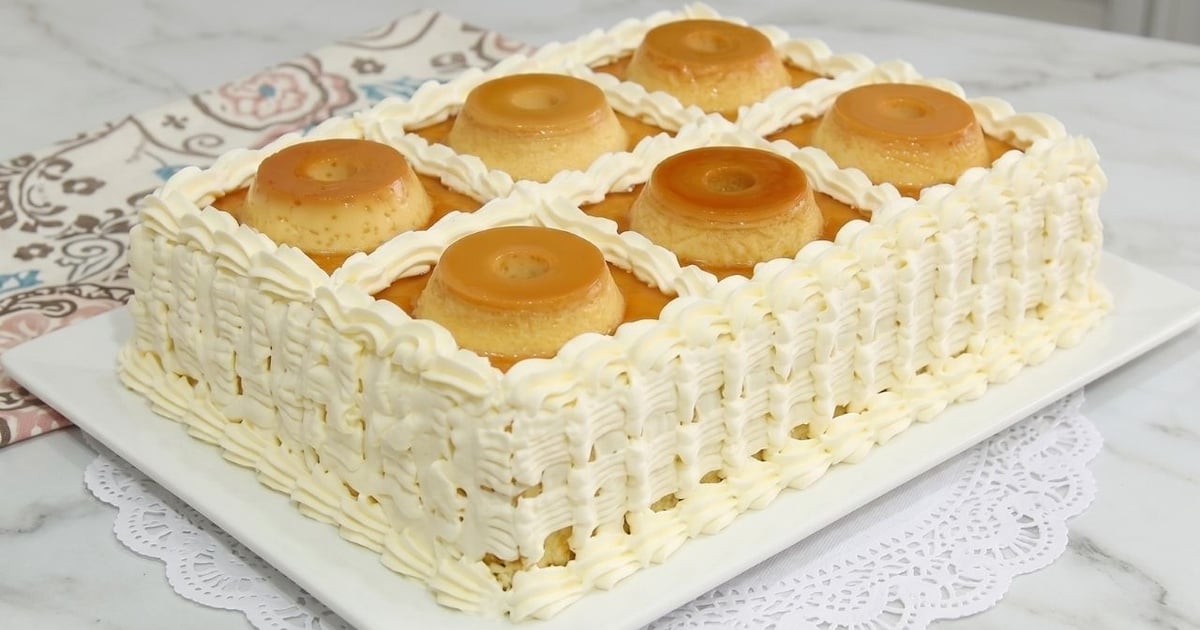 Receita de Bolo com mini pudim e recheio de doce de leite viral das ...
